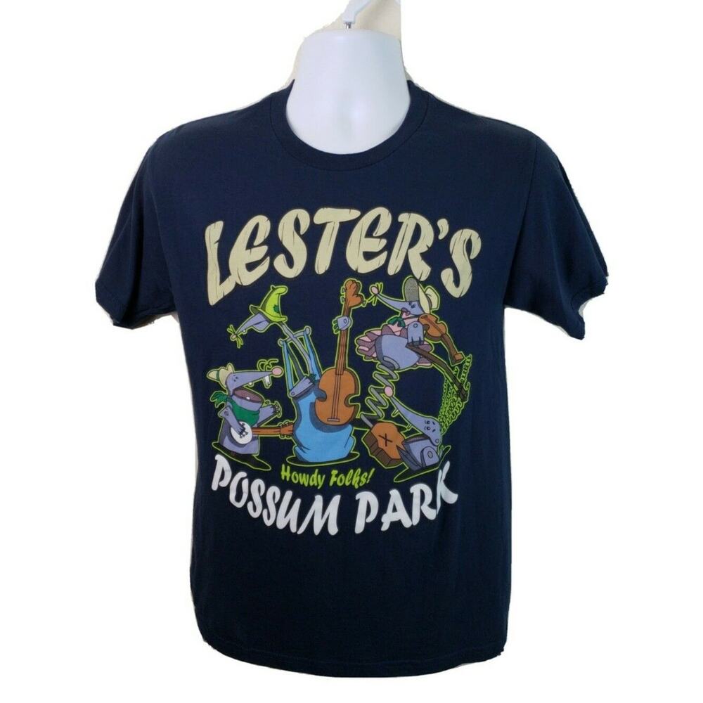 Official Disney Lesters Possum Park Navy Blue Tshirt … - Gem